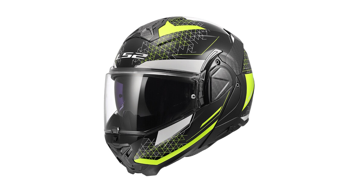Flip-Up Motorcycle Helmet LS2 FF910 Advant II Astral H-V Yellow P/J ...