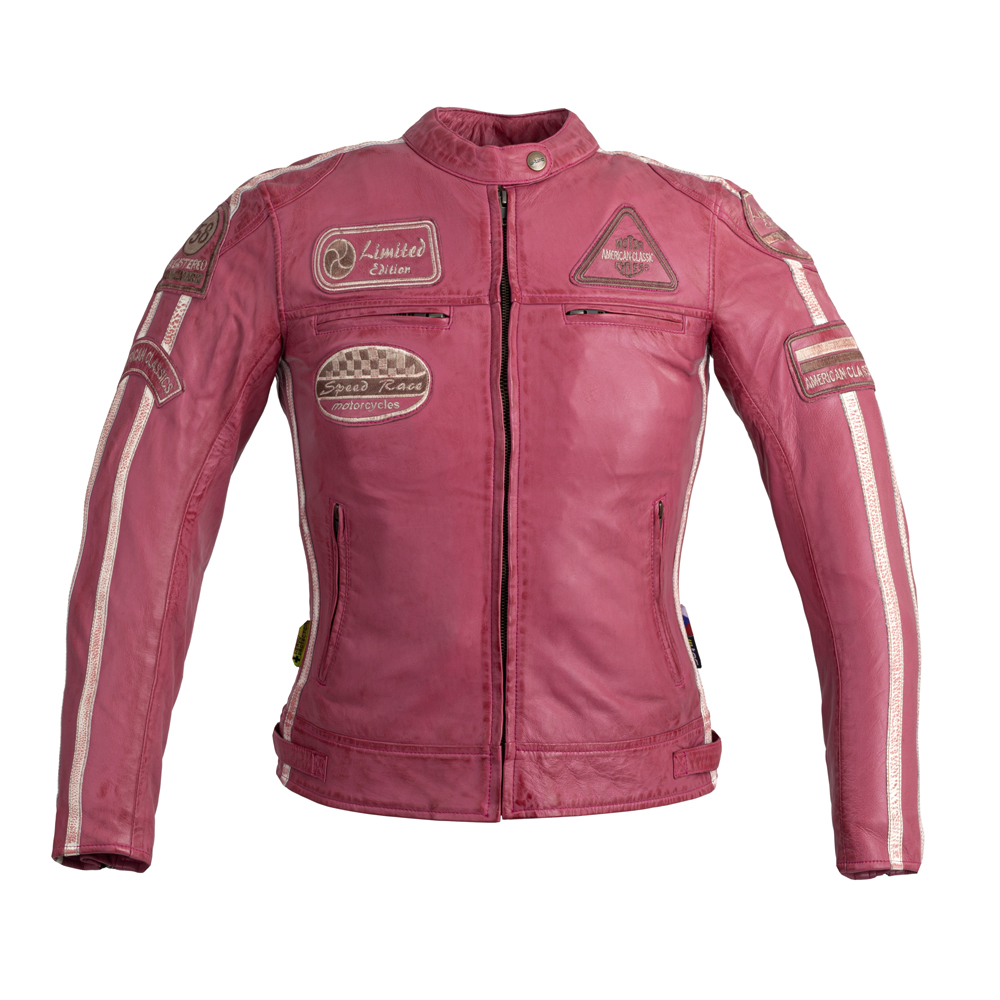 Women’s Leather Motorcycle Jacket W-TEC Sheawen Lady Pink - Pink ...