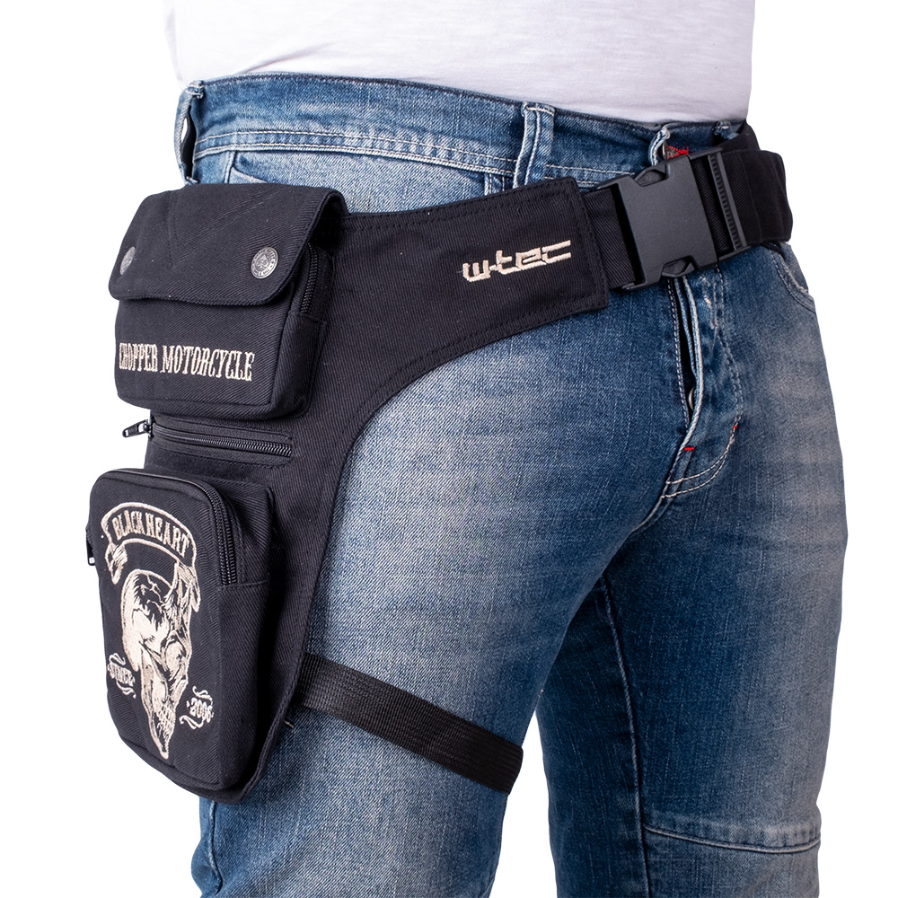 Motorcycle Thigh Bag W-TEC Black Heart Devil Skull Black Tex - inSPORTline