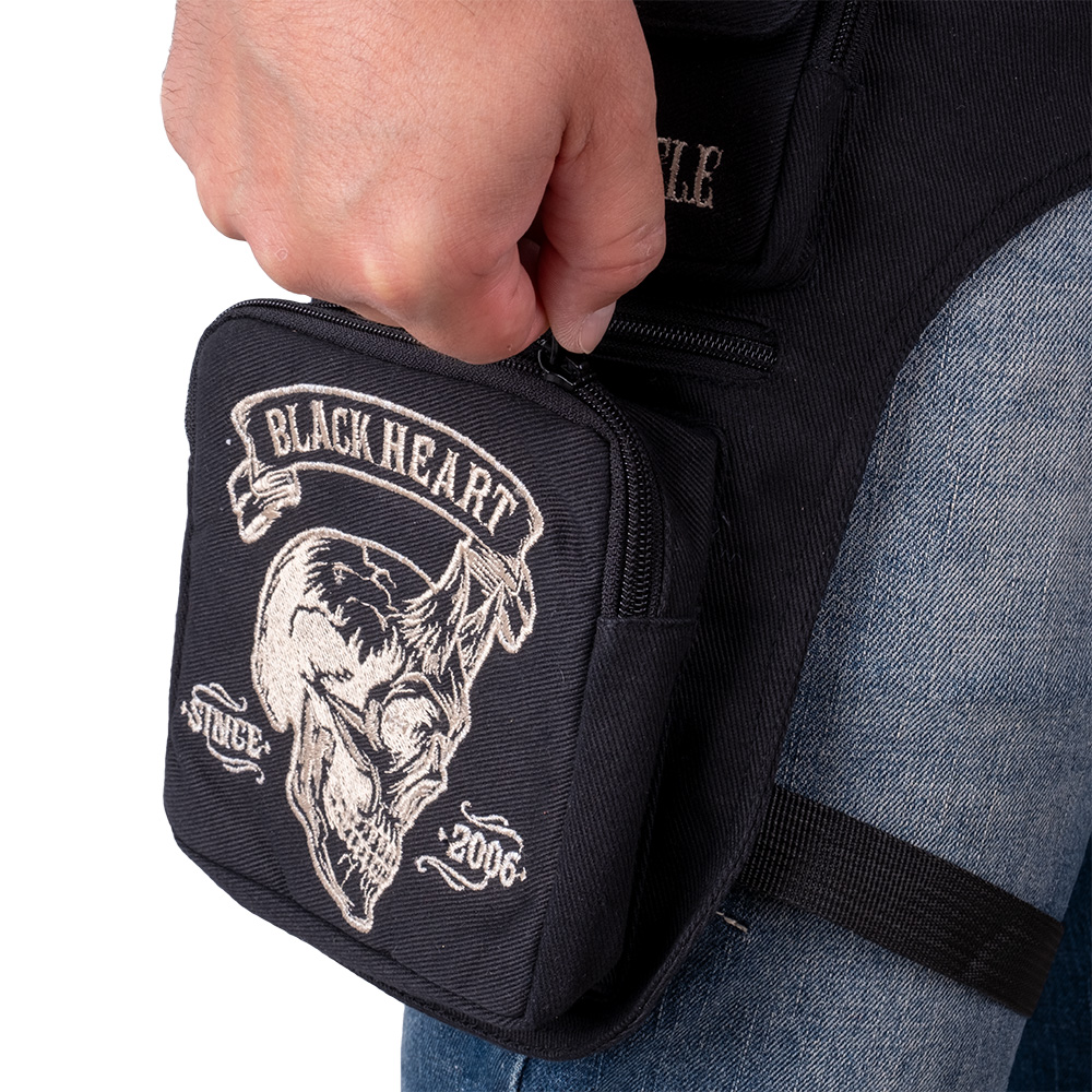 Motorcycle Thigh Bag W-TEC Black Heart Devil Skull Black Tex - inSPORTline
